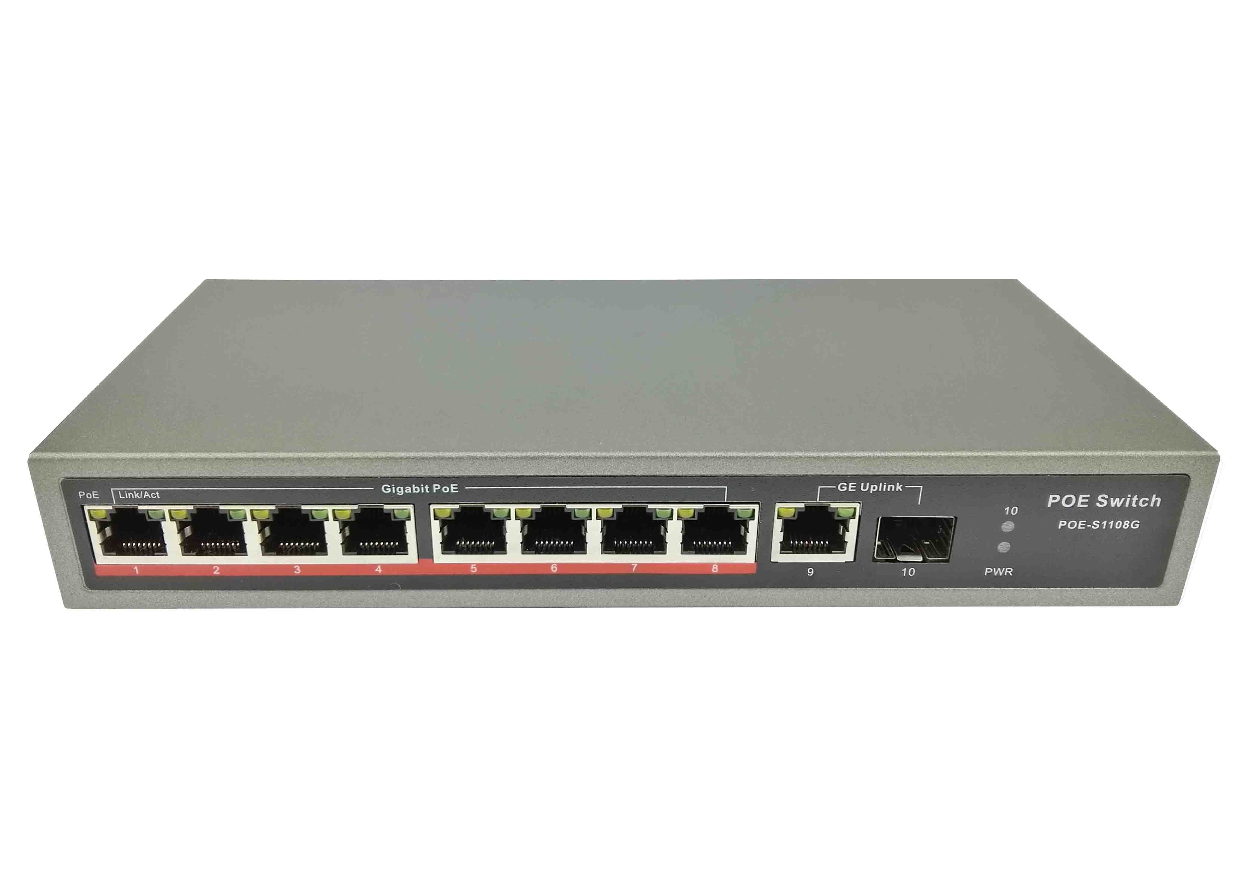 POE-S1108G(8GE+1GE+1GE SFP)_8 Port Gigabit IEEE802.3af/at PoE Switch ...