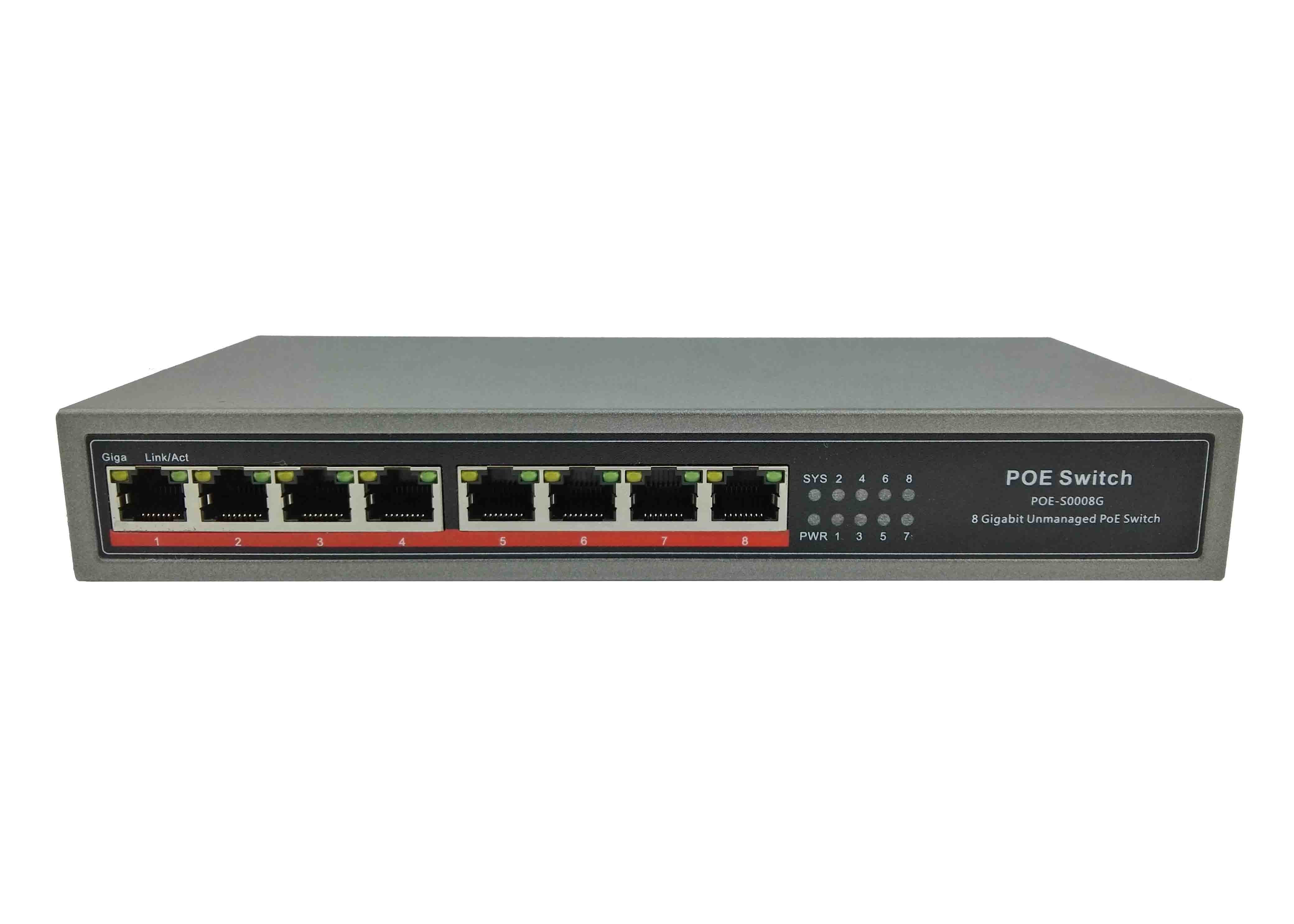 POE-S0008G (8GE) 8 Port Gigabit IEEE802.3af/at PoE Switch with 120W ...